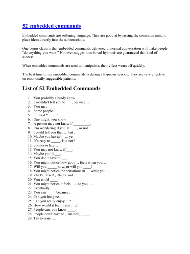52 Embedded Commands | Download Free PDF | Psychological Concepts | Cognitive Science