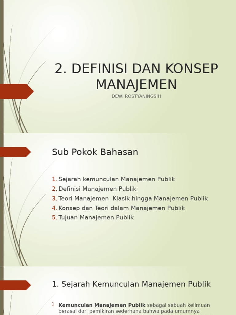 Definisi Dan Konsep Manajemen Publikpptx | PDF