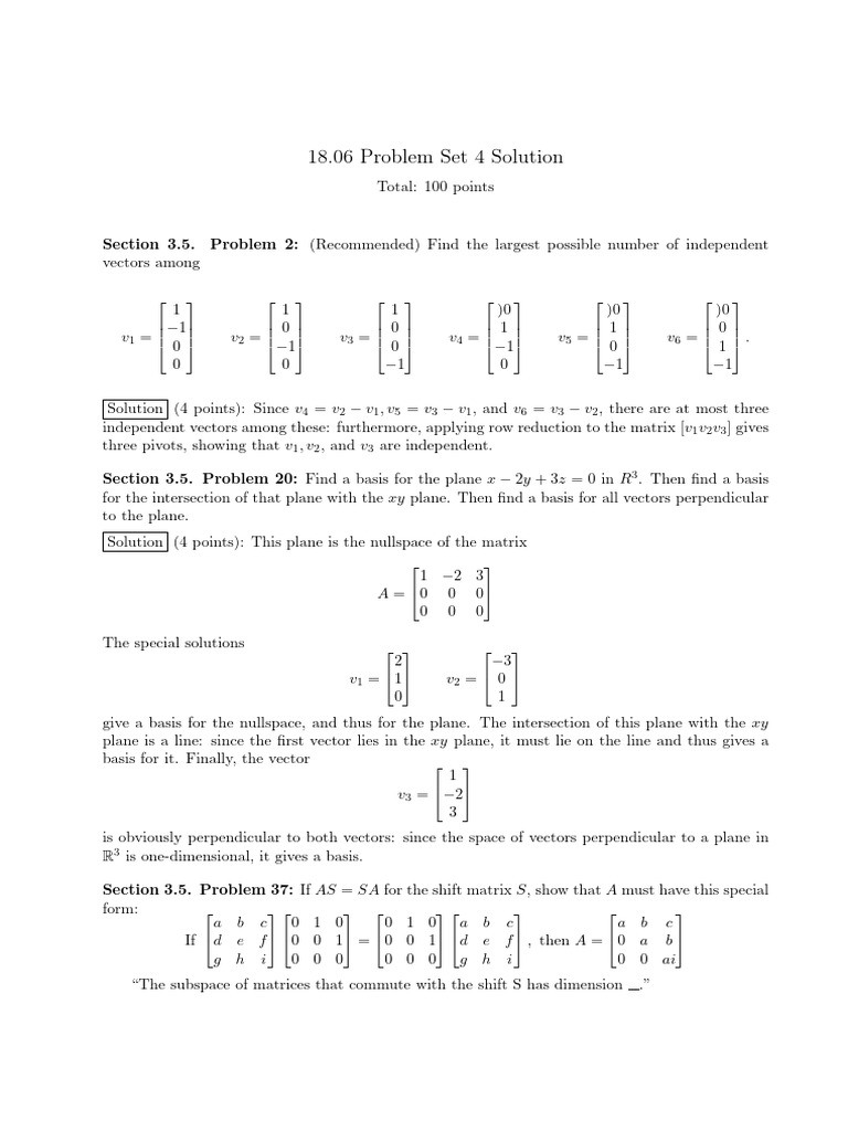 Linear Algebra Solutions for Students | PDF | Matrix (Mathematics) | Linear Map