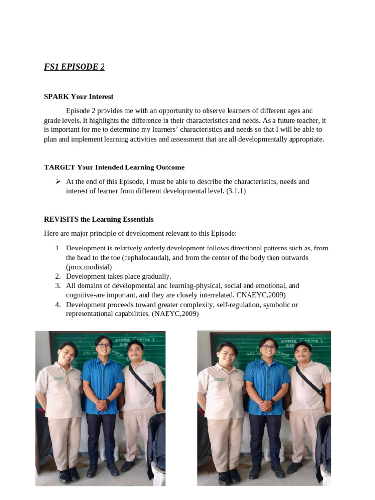 Jaycee Masangcay (Fs1 - Learning Episode 2 Edited) | PDF | Learning | Teachers