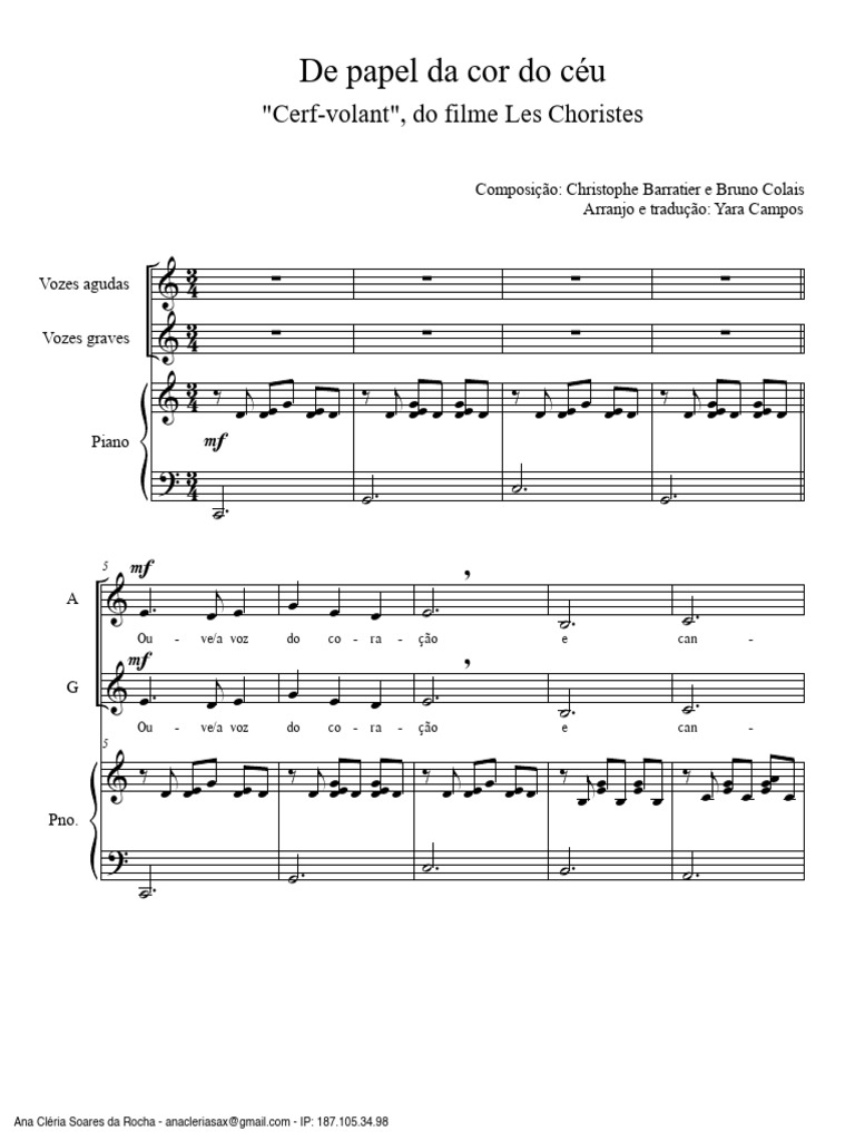 Partitura de Papel Da Cor Do Ceu | PDF