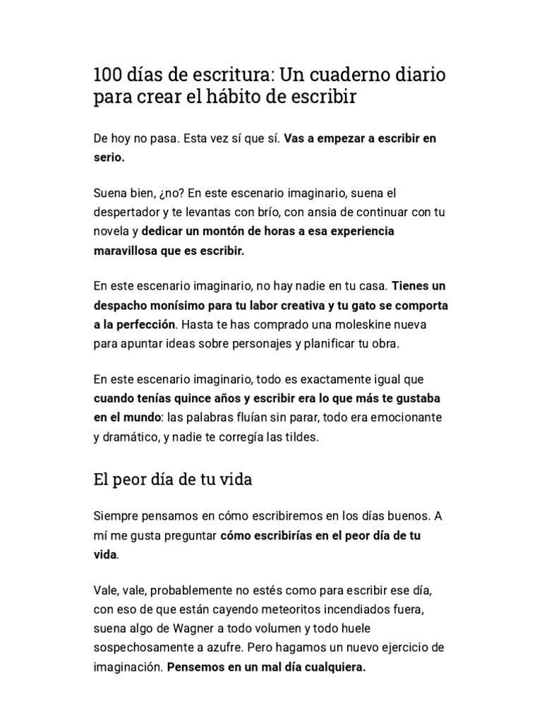 100 Días de Escritura - Un Cuaderno Diario para Crear El Hábito D | PDF ...
