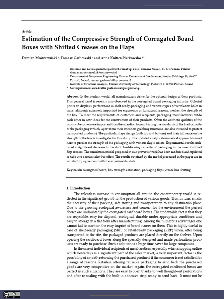 Estimation of The Compressive Strength of Corrugated Board | PDF