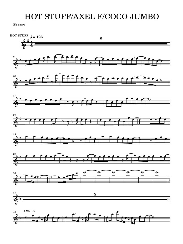 Hot Stuff Axel F Coco Jumbo Eb Score | PDF