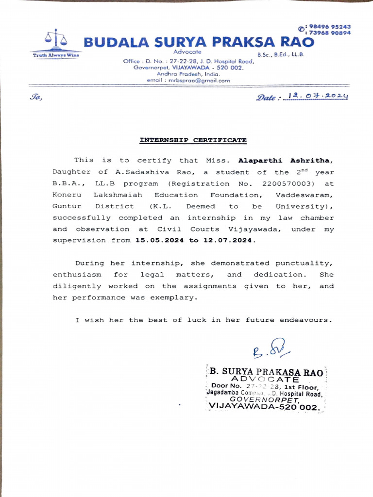 2nd Year Internship Certificates | PDF