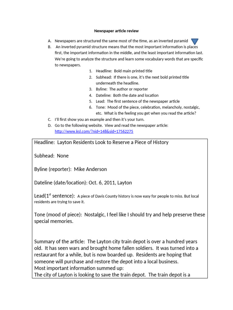Newspaper Article Review | PDF