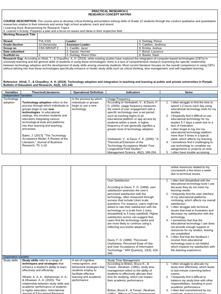 Group 2 CSS CONCEPT MATRIX | PDF