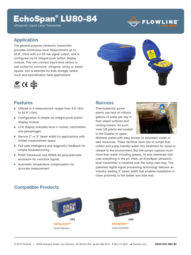EchoSpan LU80 LU81 LU83 LU84 Data Sheet | PDF