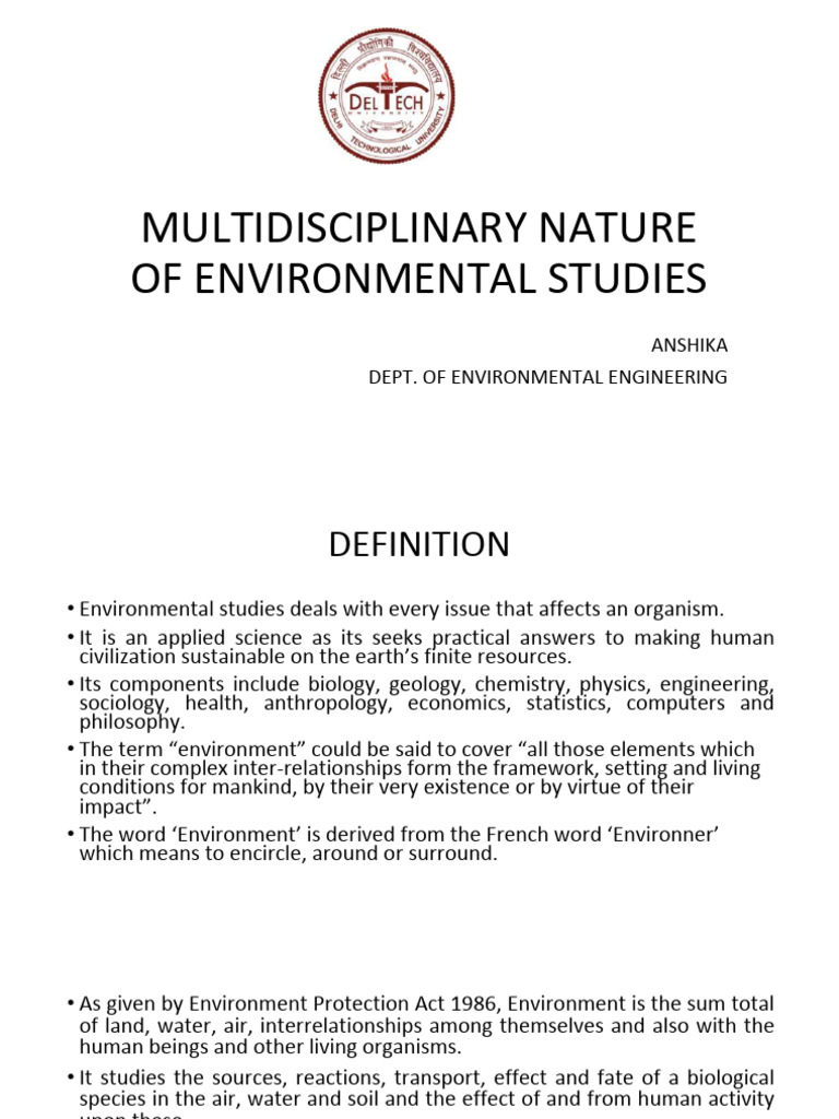Multidisciplinary Nature of Environmental Studies | PDF