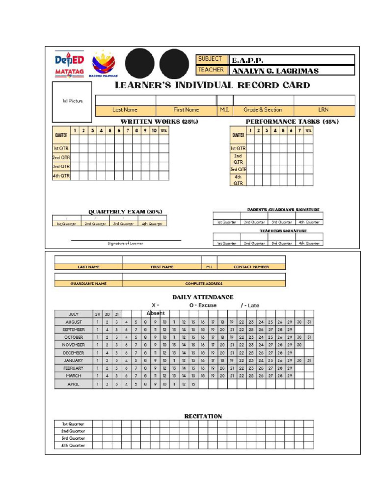 Learners Card For Eapp | PDF