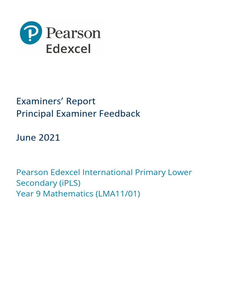 2021 - Maths - Exmainer Report | PDF