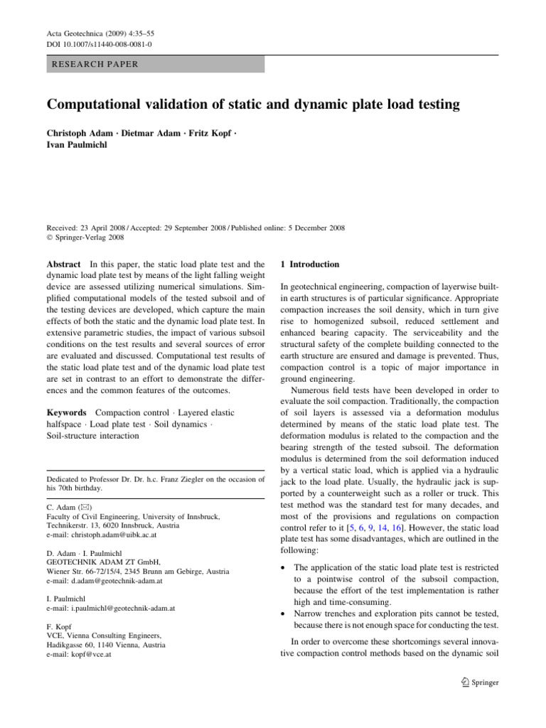 Adam Et Al., 2009 - Dynamic Plate Load Test | PDF