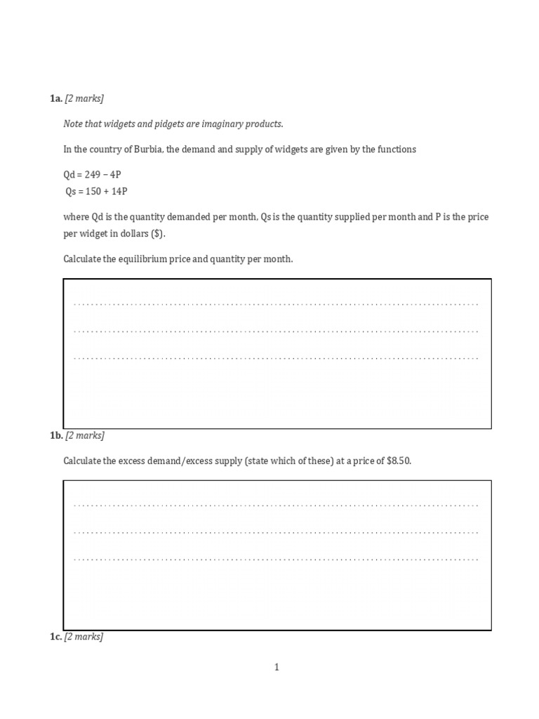 Microeconomics Work Sheet 1 Paper 3 | PDF