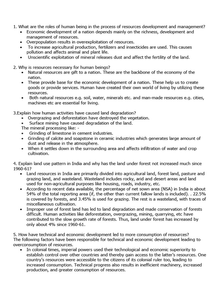 Class 10 Geo - Resources and Development Notes | PDF