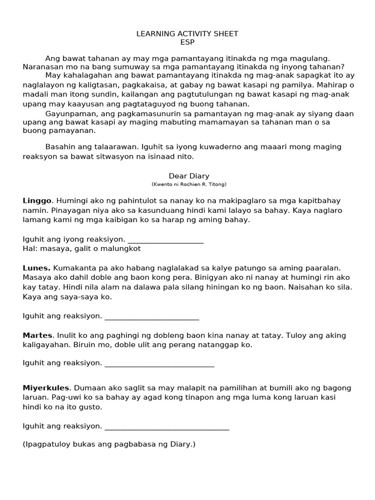 ESP ACTIVITY SHEET Sept 3 | PDF