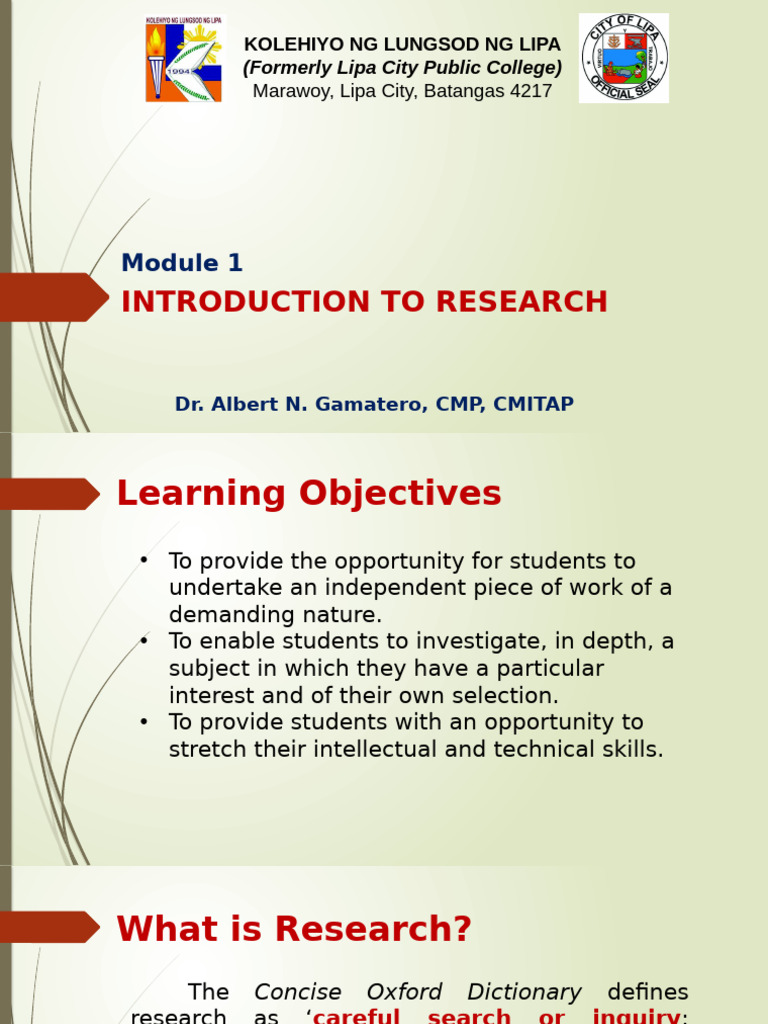 Module 1.0 Introduction To Research | PDF