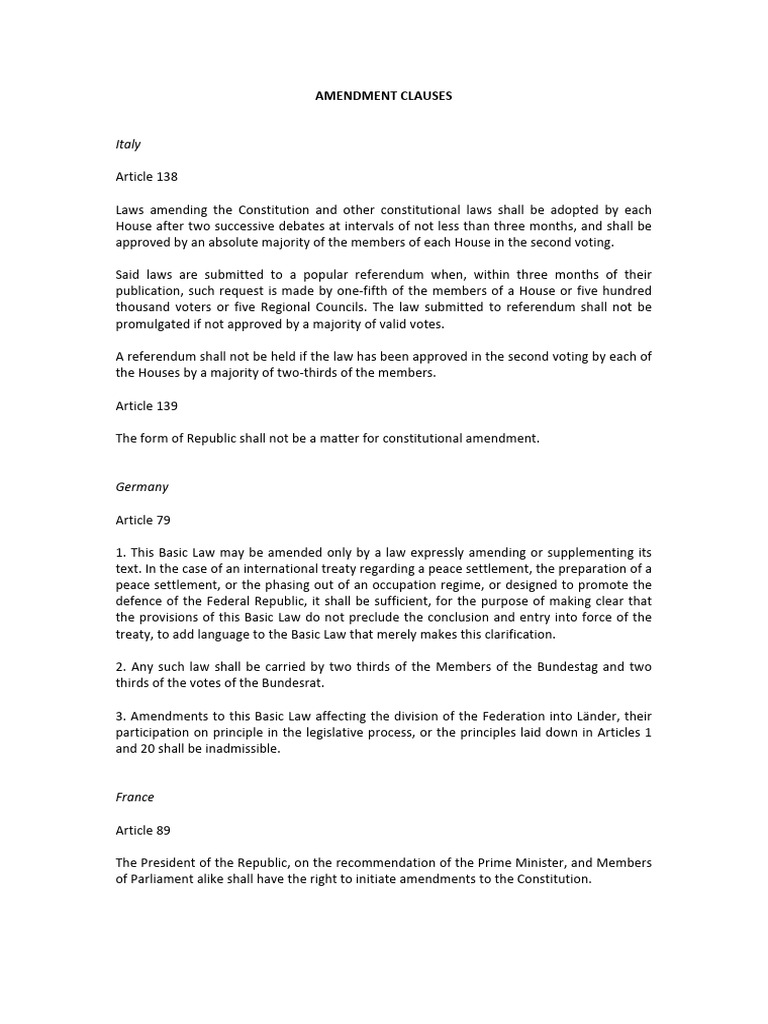 Amendment Clauses | PDF