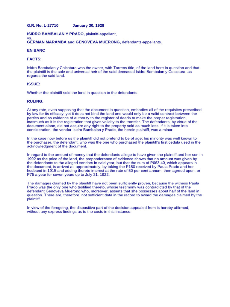 GR L-27710 Bambalan v. Maramba | PDF