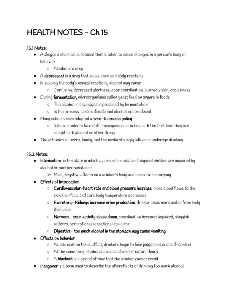 CH 15 Health Notes (4.12) | PDF