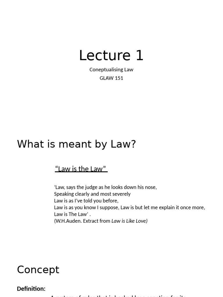 GLAW 151-Lecture 1-Conceptualising Law | PDF