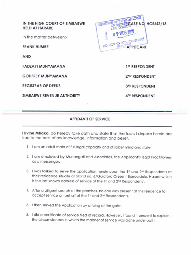 Affidavit of Service 09.08.18 Hch5642.18 | PDF