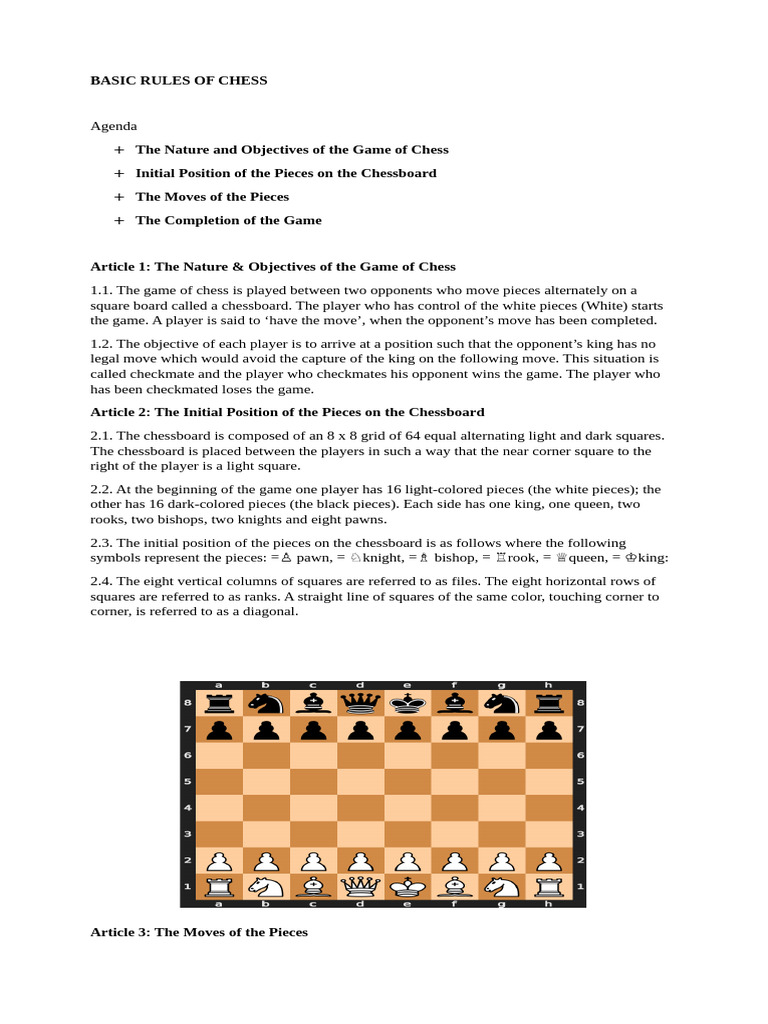 Basic Rules of Chess | PDF