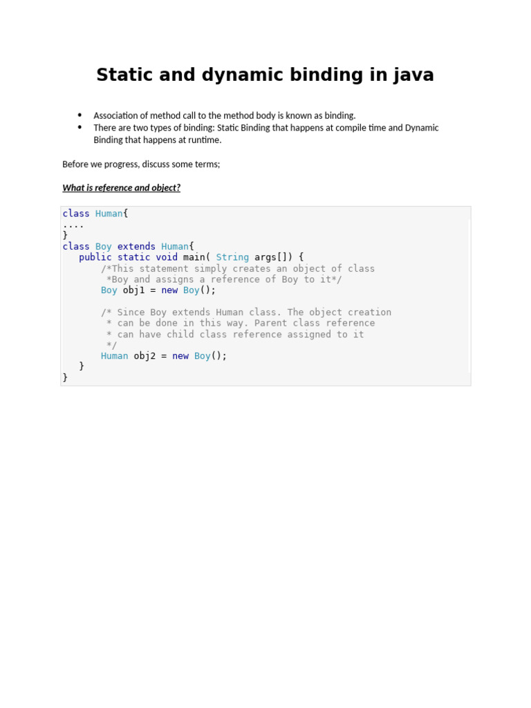 OOP-Java Static and Dynamic Binding in Java | PDF OOP-Java Static and Dynamic Binding in Java | PDF