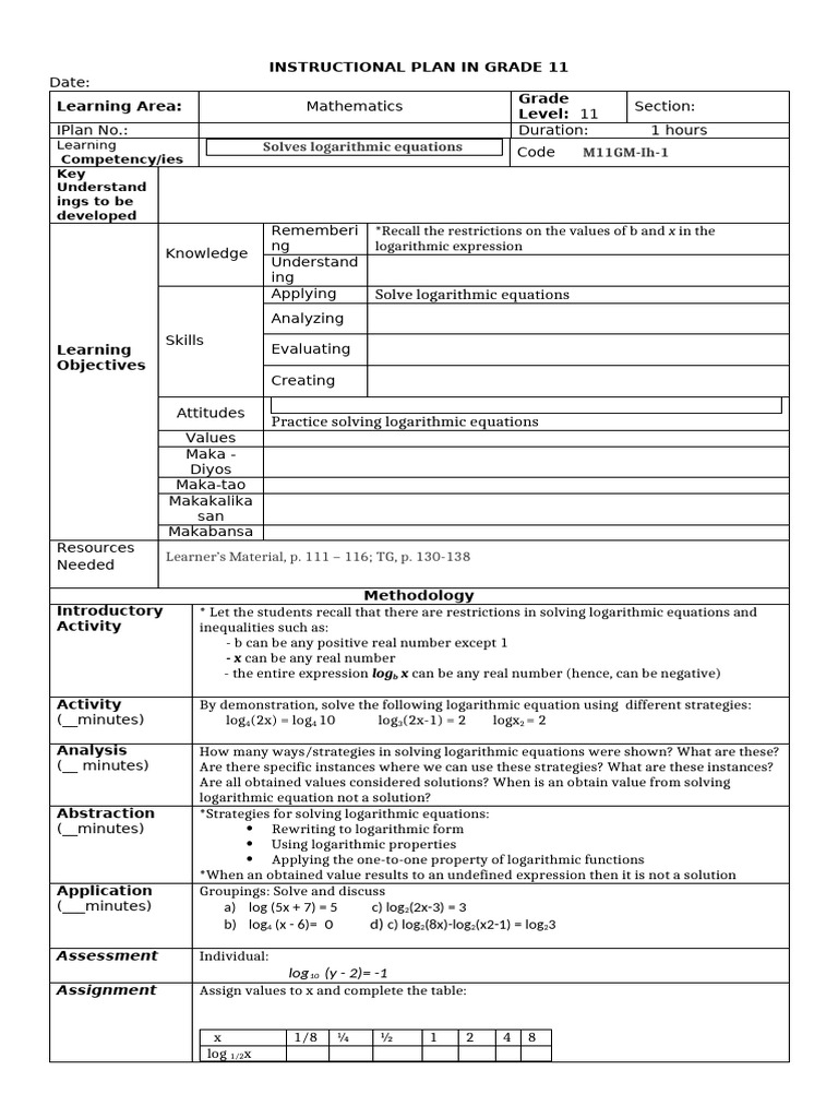 DLL GEn Math 11 | PDF