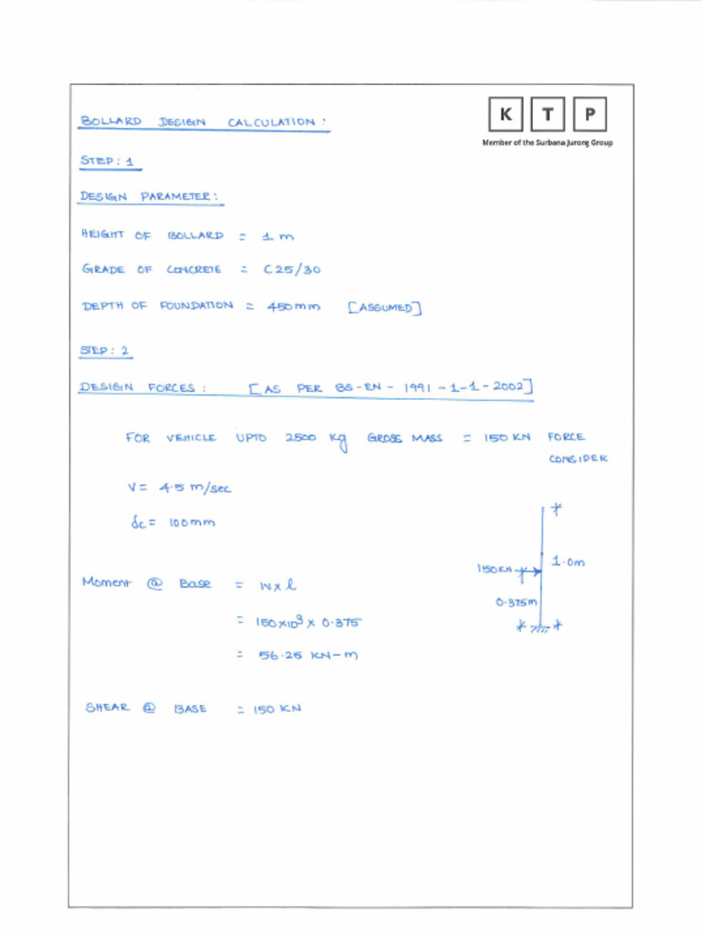 Bollard Design Calculation | PDF