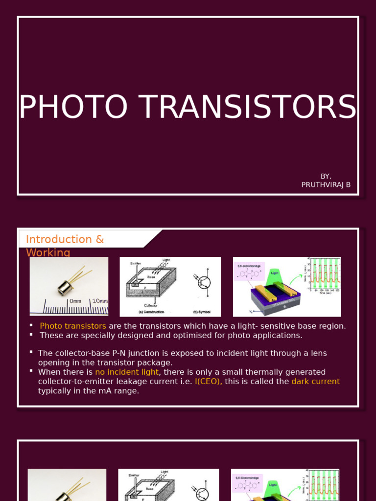 Photo transistor working and applications | PDF