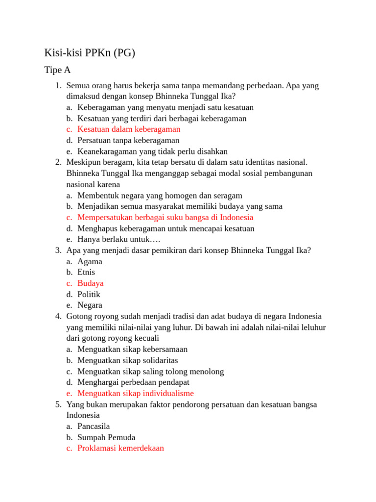 Kisi2 PPKN (PG) | PDF