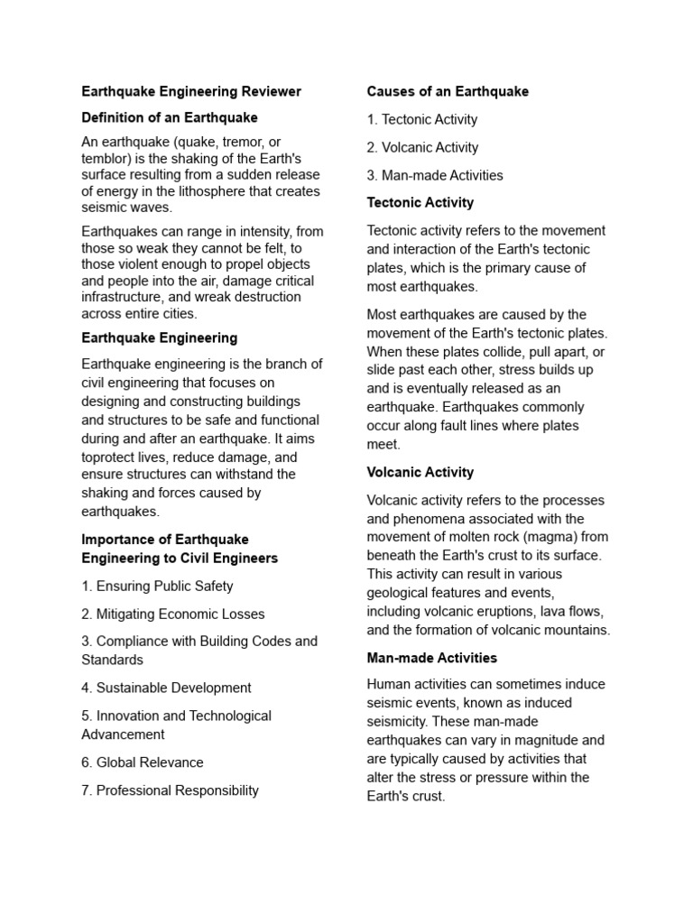 Earthquake Engineering Reviewer PDF | PDF