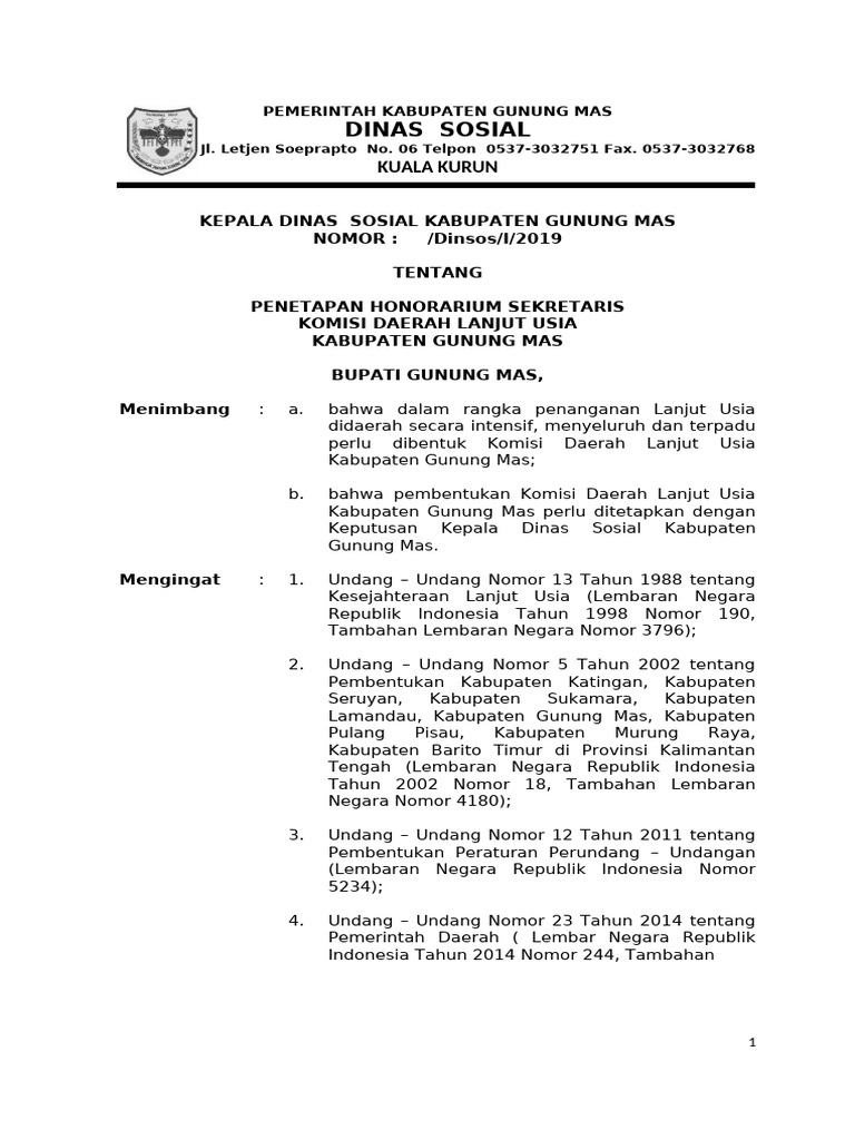 SK KOMDA Kadis | PDF