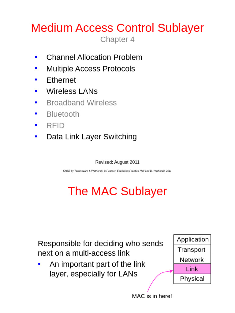 Chapter4-Medium Access Control SubLayer New | PDF