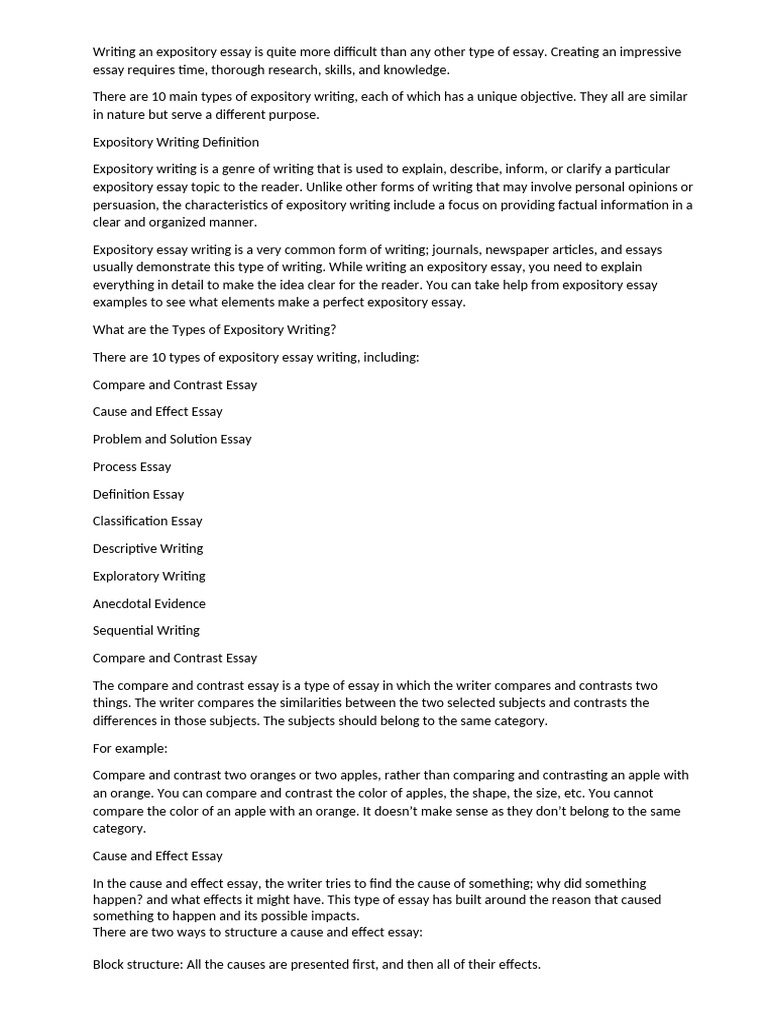 Different Types of Expository Writing | PDF