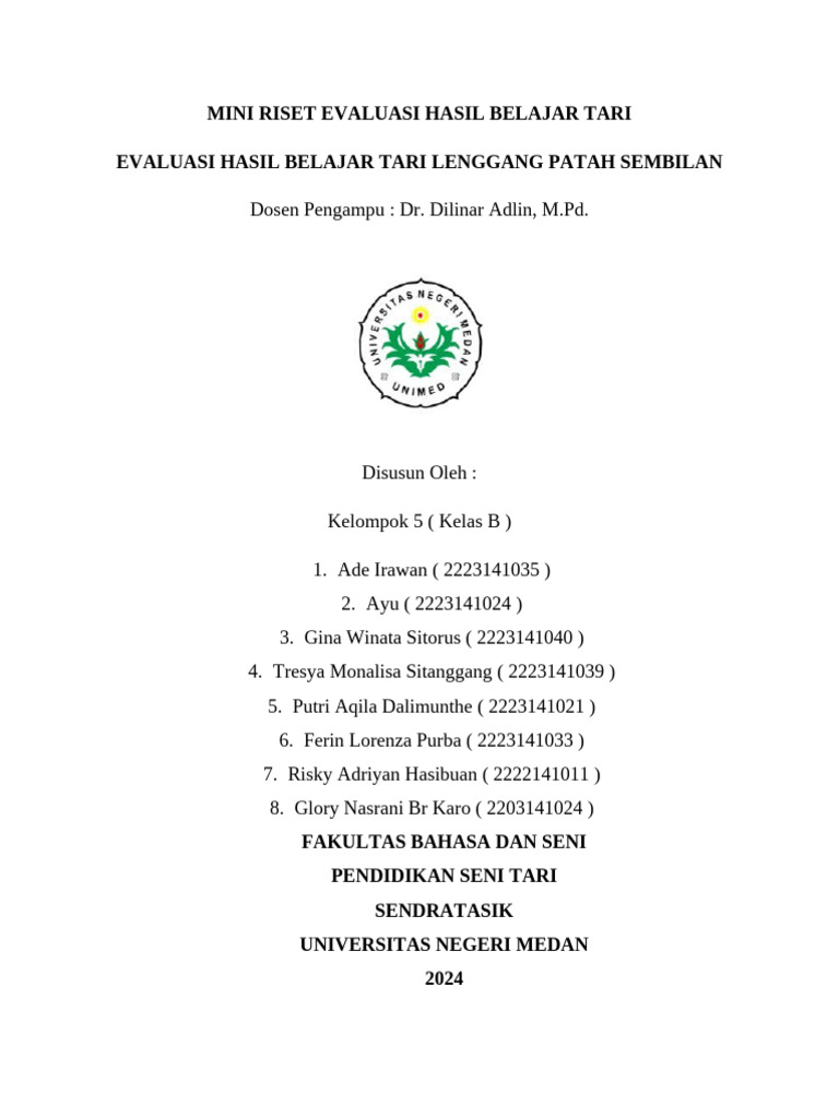 Mini Riset Kel Evaluasi Hasil Belajar Tari | PDF