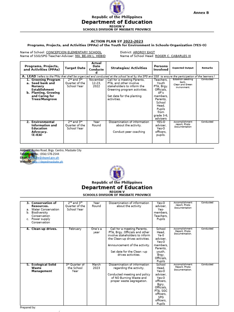 Yes. Action Plan. Concepcion Es | PDF