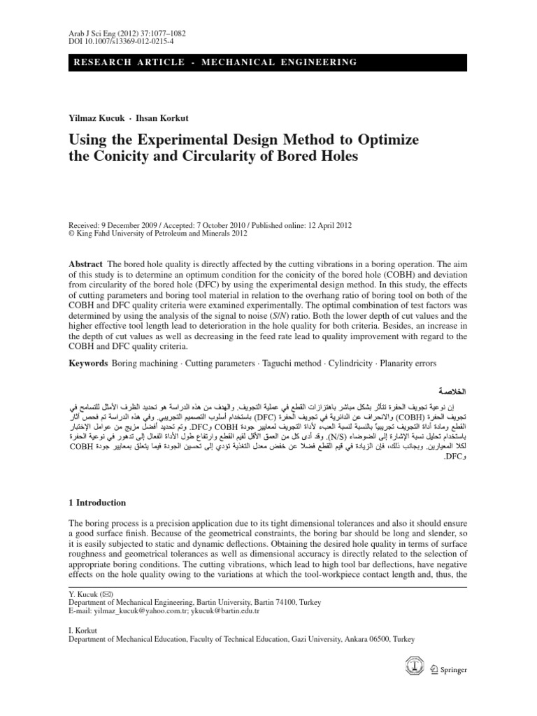 DOE - Bored Holes | PDF