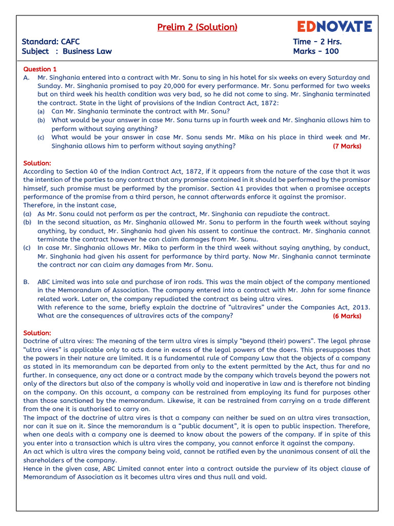 CAFC Law Prelim 2 Solution | PDF