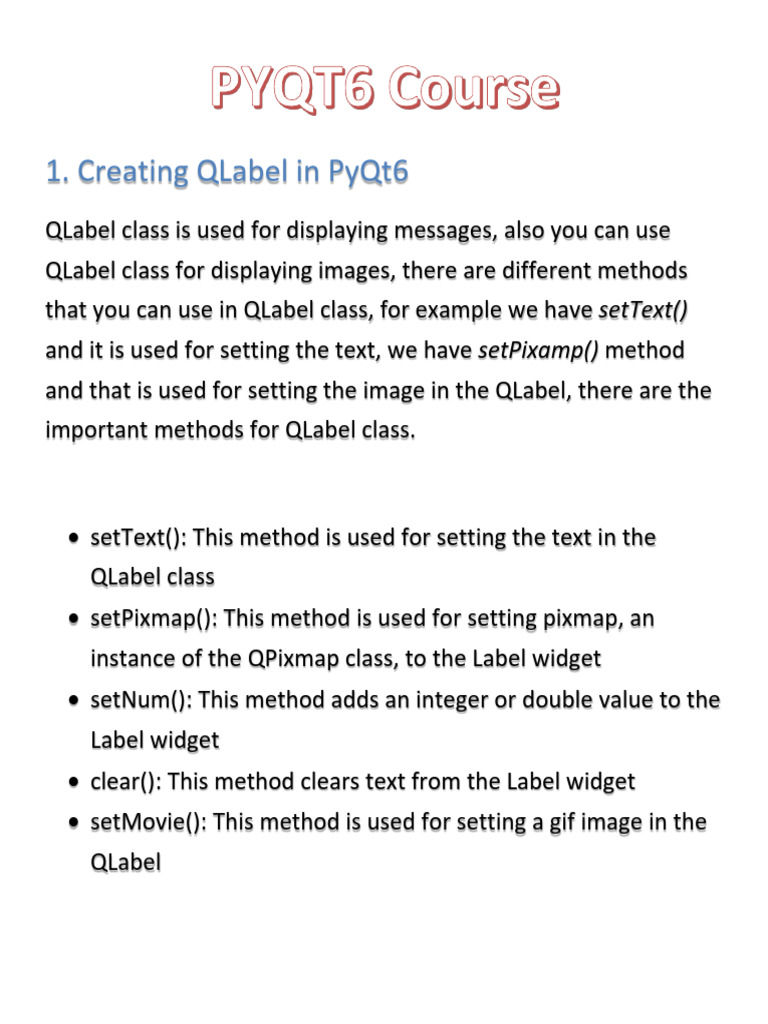 002 1.Text Version Creating QLabel in PyQt6 | PDF