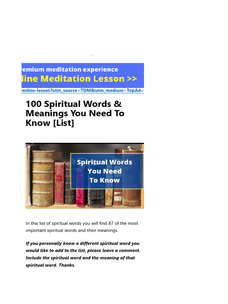 100 Spiritual Words & Meanings | PDF