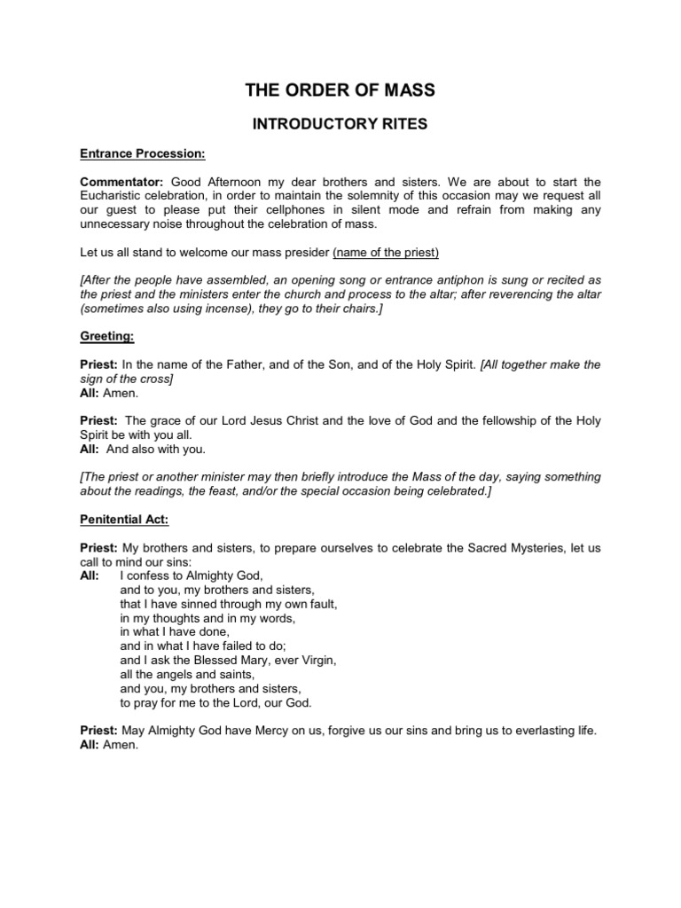 The Order of Mass | Mass (Liturgy) | Eucharist