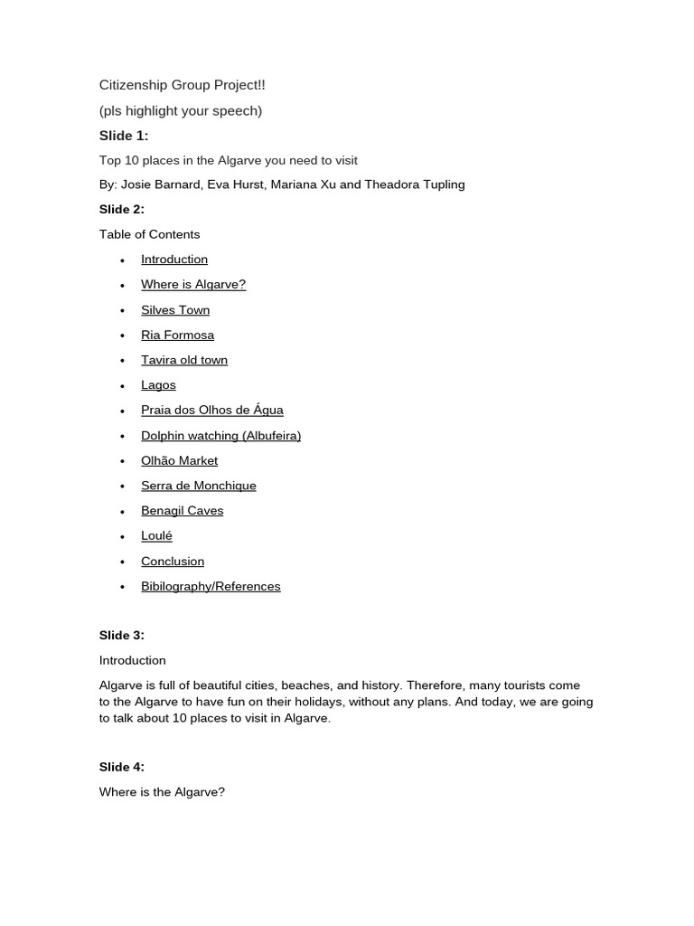 Slide 1:: Citizenship Group Project!! (Pls Highlight Your Speech) | PDF