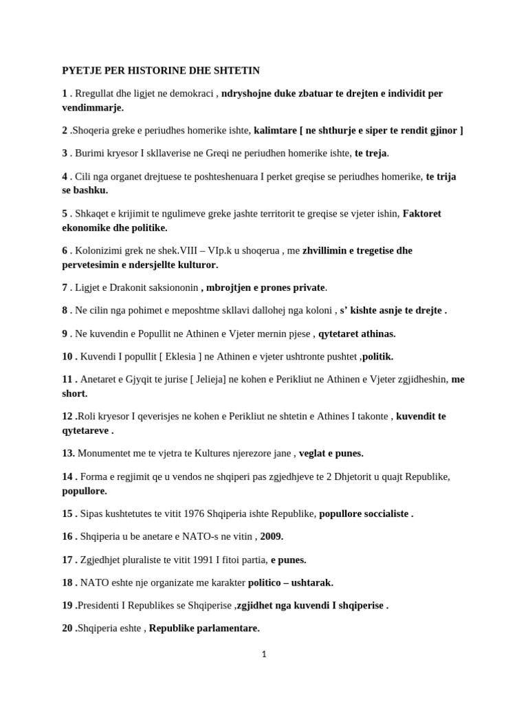 Pyetje Per Historine | PDF