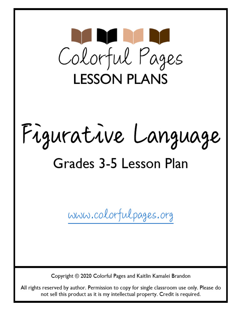 Grades 3 5 Figurative Language Lesson - Colorful Pages | PDF