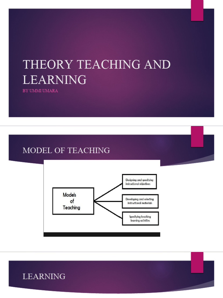 THEORY TEACHING AND LEARNING | PDF
