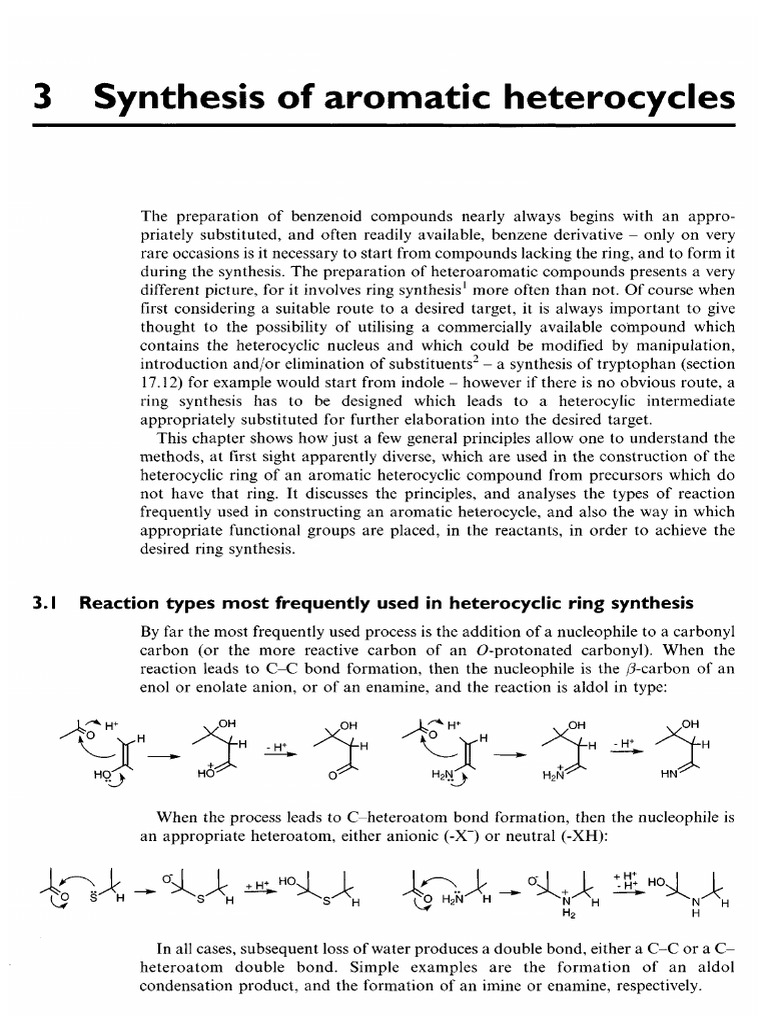 3 Synthesis of Aromatic Heterocycles: 3.1 Reaction Types Most Frequentlyusedin Heterocyclic ...