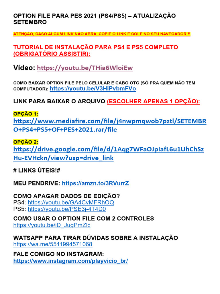 Tutorial Versão Ps4 e Ps5 Setembro 2024 | PDF