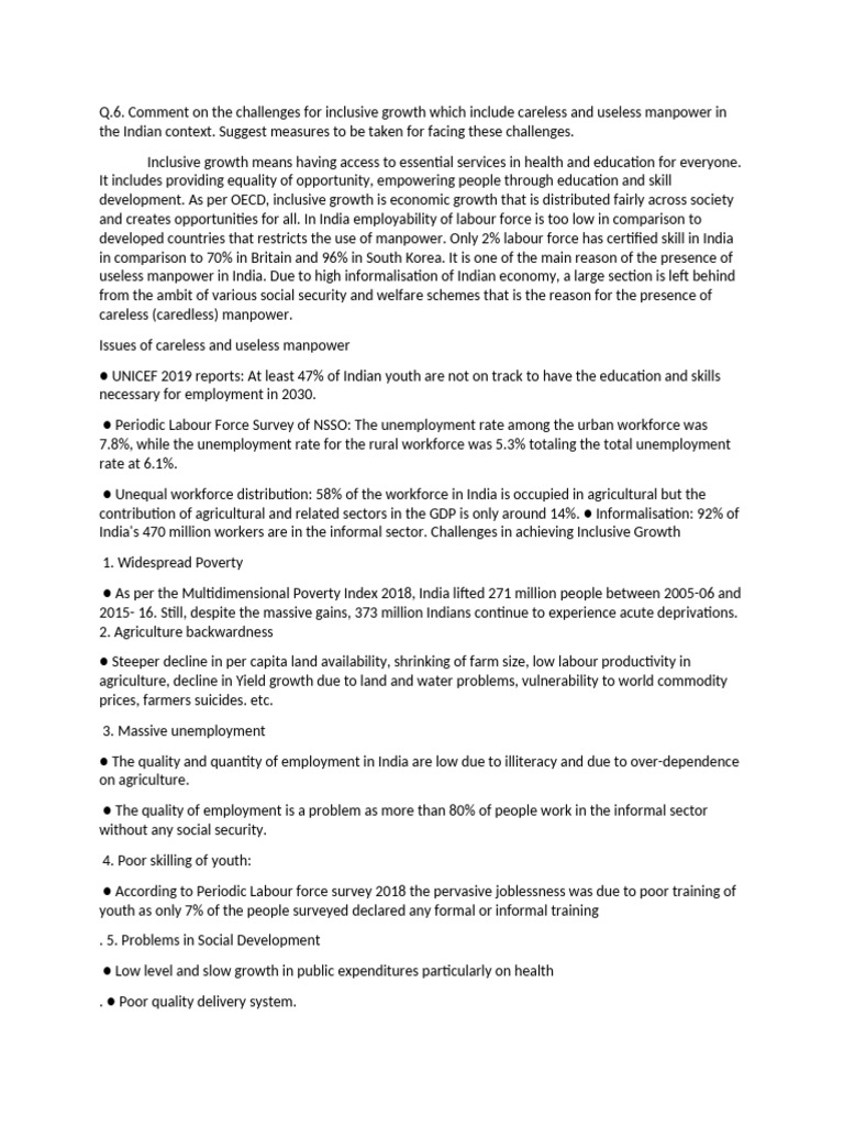 GS3-eco-inclusive Growth | PDF | Unemployment | Career & Growth