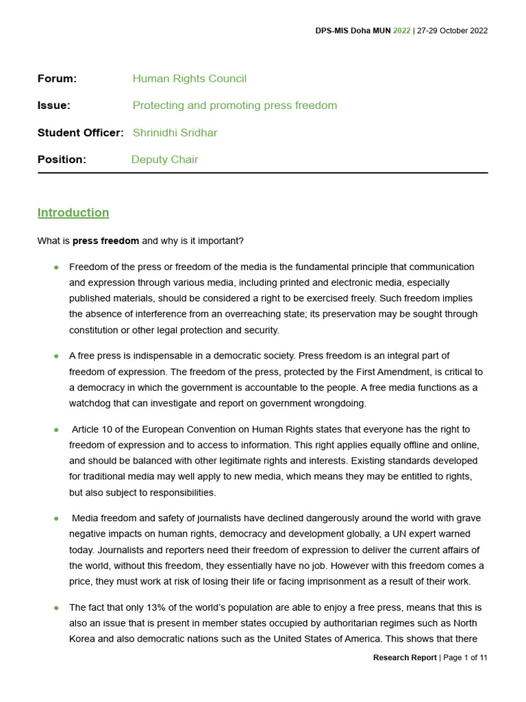 Issue 1 - Protecting and Promoting Press Freedom | PDF